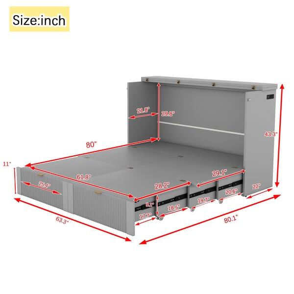 [Pulley Structure Design] Queen Size Murphy Bed Wall Bed - Bed Bath ...